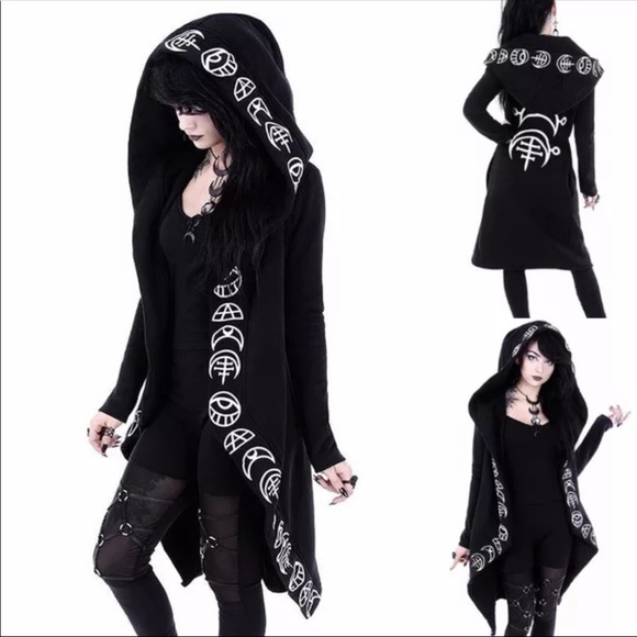 Unbranded | Tops | Occult Symbol Hooded Goth Cardigan | Poshmark